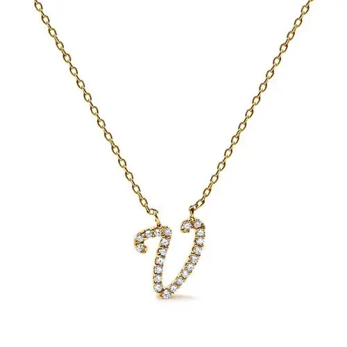 HAUS OF BRILLIANCE 10k Gold Diamond Accent Initial Pendant Necklace - Yellow | V